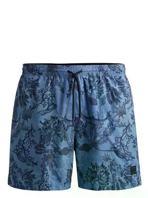 BOSS Floral-print Swim Shorts - Blue