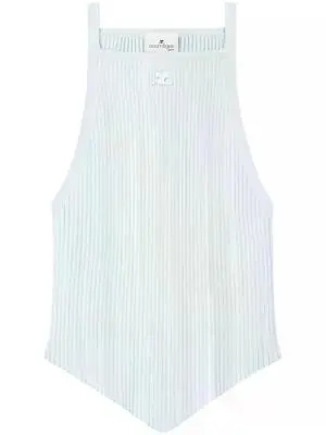 COURREGES Pointy Rib-knit Tank Top - Blue
