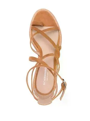 SCAROSSO Patty Suede Sandals - Neutrals