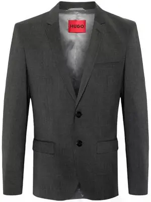 BOSS Notched-lapels Single-breasted Blazer - Grey