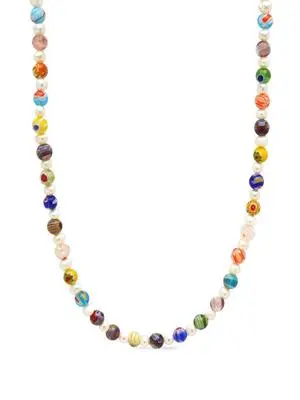 NIALAYA JEWELRY Beaded Pearl Detail Necklace - Silver