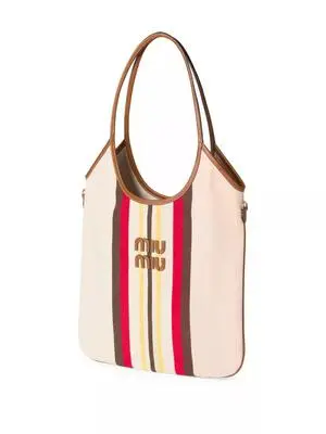 Miu Miu Striped Tote Bag - Neutrals