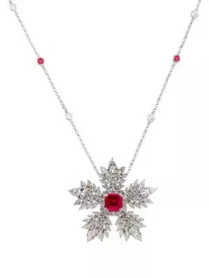 JUWELINA PARIS Rhodium Vermeil Ruby Necklace - Silver