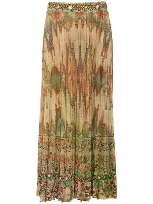 PIERRE-LOUIS MASCIA Geometric And Floral Print Pleated Skirt