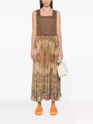 PIERRE-LOUIS MASCIA Geometric And Floral Print Pleated Skirt
