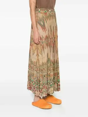 PIERRE-LOUIS MASCIA Geometric And Floral Print Pleated Skirt