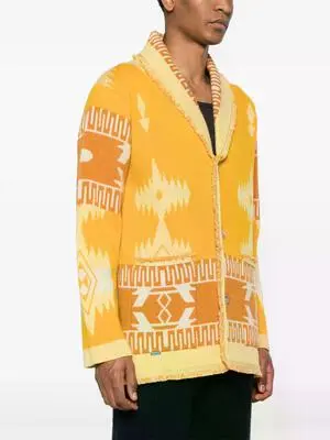 Alanui Icon Pattern-jacquard Cashmere Cardigan - Yellow