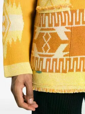 Alanui Icon Pattern-jacquard Cashmere Cardigan - Yellow