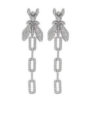 Patrizia Pepe Fly Rhinestone-embellished Earrings - Silver