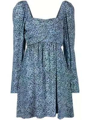 GANNI Daisy-print Crepe Minidress