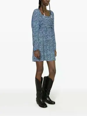 GANNI Daisy-print Crepe Minidress