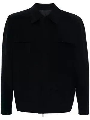 LARDINI Non-brushed-fleece Shirt Jacket - Blue