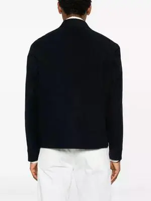 LARDINI Non-brushed-fleece Shirt Jacket - Blue