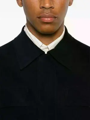 LARDINI Non-brushed-fleece Shirt Jacket - Blue