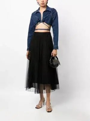 ACT Nº1 Cropped Open-back Denim Blouse