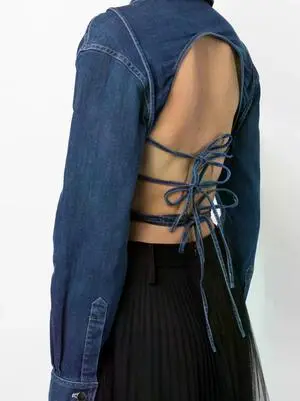 ACT Nº1 Cropped Open-back Denim Blouse