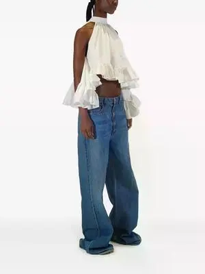 Azeeza Plath Ruffled Cotton Blouse - White