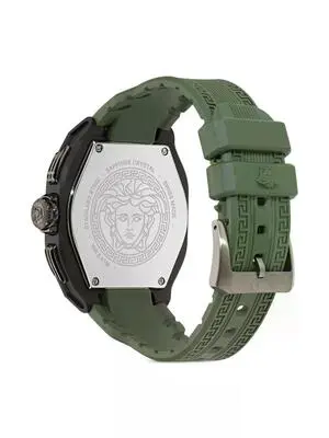 Versace Chronograph Watch With Ceramic Case And Rubber Strap
