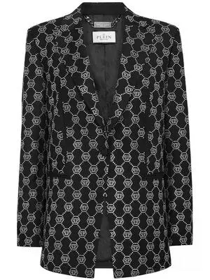 Philipp Plein Monogram-embellished Wool Blazer