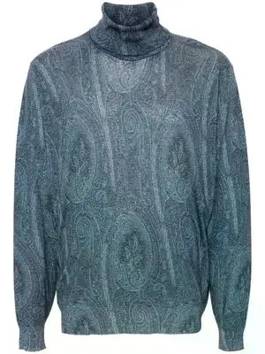 Etro Paisley-jacquard Sweater - Blue