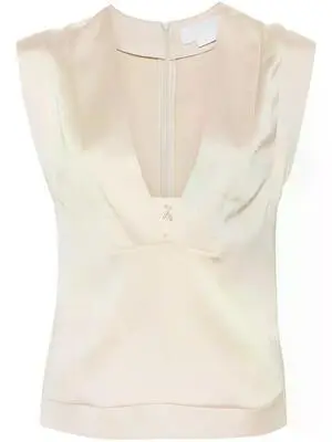 GENNY Appliqué-detail Sleeveless Blouse - Neutrals