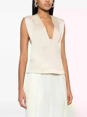 GENNY Appliqué-detail Sleeveless Blouse - Neutrals