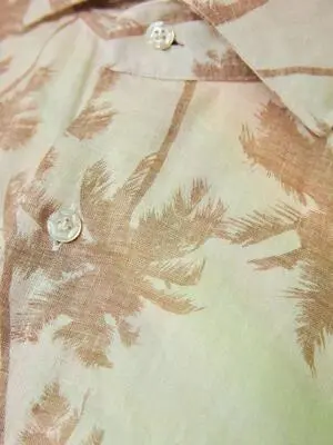 BARBA NAPOLI Palm-tree Print Linen Shirt - Neutrals