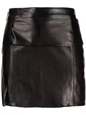 BOYAROVSKAYA Zip-up Leather Skirt - Black