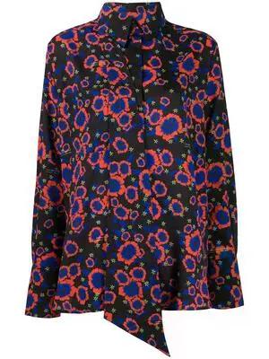 Rokh Floral-print Tie-insert Shirt