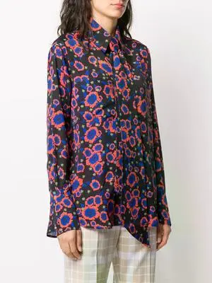 Rokh Floral-print Tie-insert Shirt
