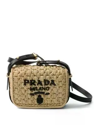 Prada Logo-embroidered Interwoven Shoulder Bag
