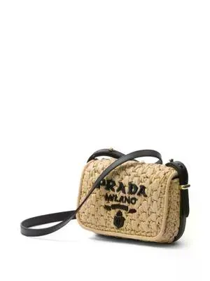 Prada Logo-embroidered Interwoven Shoulder Bag