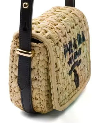 Prada Logo-embroidered Interwoven Shoulder Bag