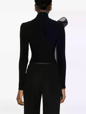 ATU BODY COUTURE Jersey Draped Detail Bodysuit - Black