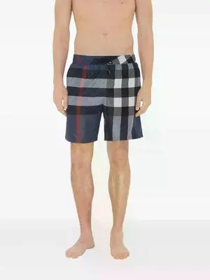 Burberry Checked Swim Shorts - Grey