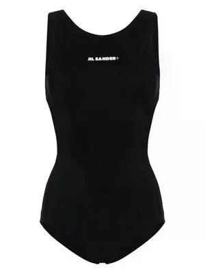 JIL SANDER Logo-print Sleeveless Swimsuit - Black