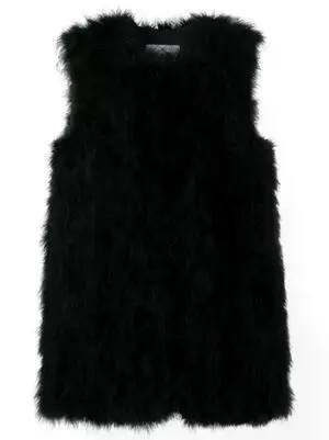 YVES SALOMON Sleeveless Feather And Silk Coat
