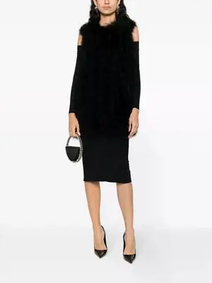YVES SALOMON Sleeveless Feather And Silk Coat