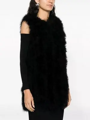 YVES SALOMON Sleeveless Feather And Silk Coat