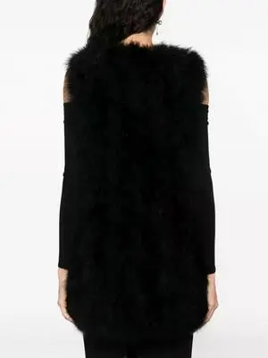 YVES SALOMON Sleeveless Feather And Silk Coat