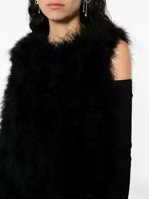 YVES SALOMON Sleeveless Feather And Silk Coat