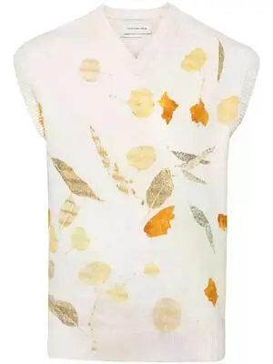 FENG CHEN WANG Graphic-print Knitted Vest - Neutrals