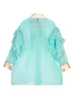 EDWARD ACHOUR PARIS Ruffled Silk Shirt - Blue
