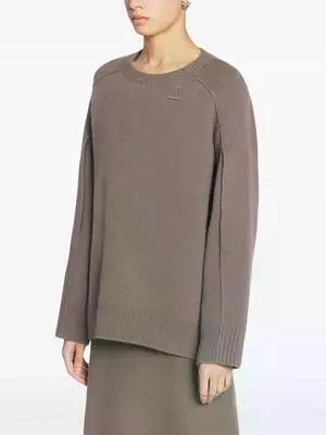 LANVIN Oversize Wool-cashmere Jumper With Logo Plaque - Brown