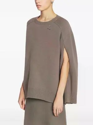 LANVIN Oversize Wool-cashmere Jumper With Logo Plaque - Brown