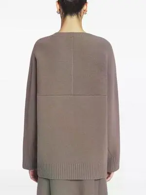 LANVIN Oversize Wool-cashmere Jumper With Logo Plaque - Brown