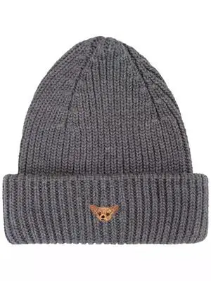 PELO FOUNDATION Dog Appliqué Merino Wool Beanie - Grey