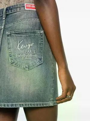 Kenzo Logo-embroidered Cotton Miniskirt