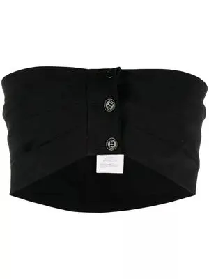 Philosophy Di Lorenzo Serafini Buttoned Draped Crop Top - Black