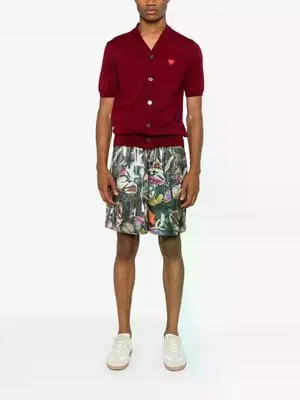 Play Comme Des Garcon V-neck Wool Cardigan - Red